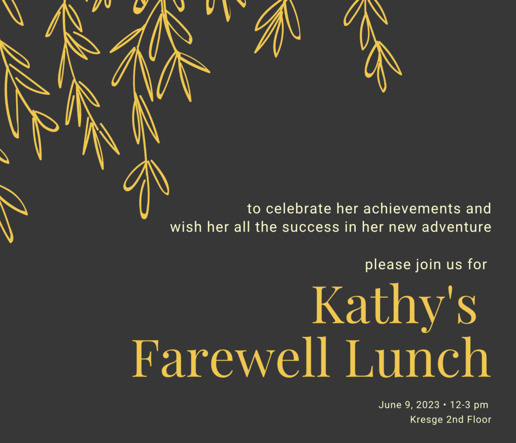 RSVP - Kathy's Farewell Lunch - Urban Bioethics Graduate Programs