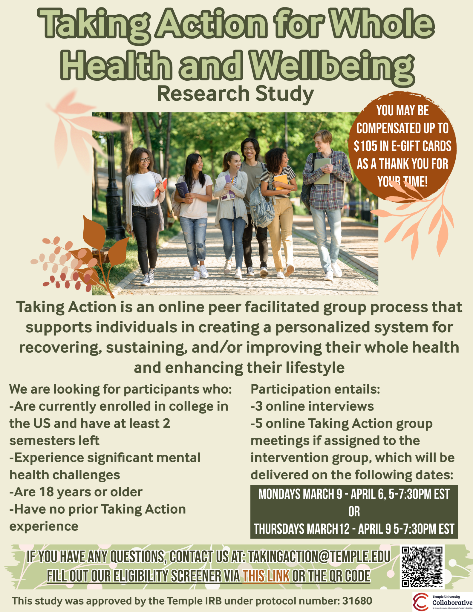 taking action for college students study