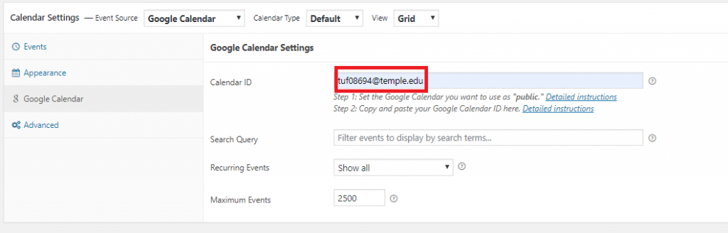 Simple Calendar – Google Calendar – Sites
